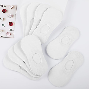 Witwot 10 Pairs No Show Socks for Kids Girls Boys Ankle Socks 5-6 Years White