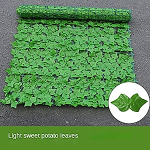 Queenbox 50x50cm Artificial Leaves Hedges Roll Simulation Leaf Garden Fence for Balcony Home Decoration, Protect Privacy, Shallow Sweet Potato