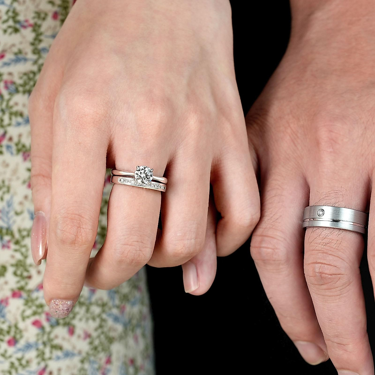 SHELOVES Sterling Silver Engagement Rings Wedding Band Set Soliraire Round CZ Cubic Zirconia Sz 7