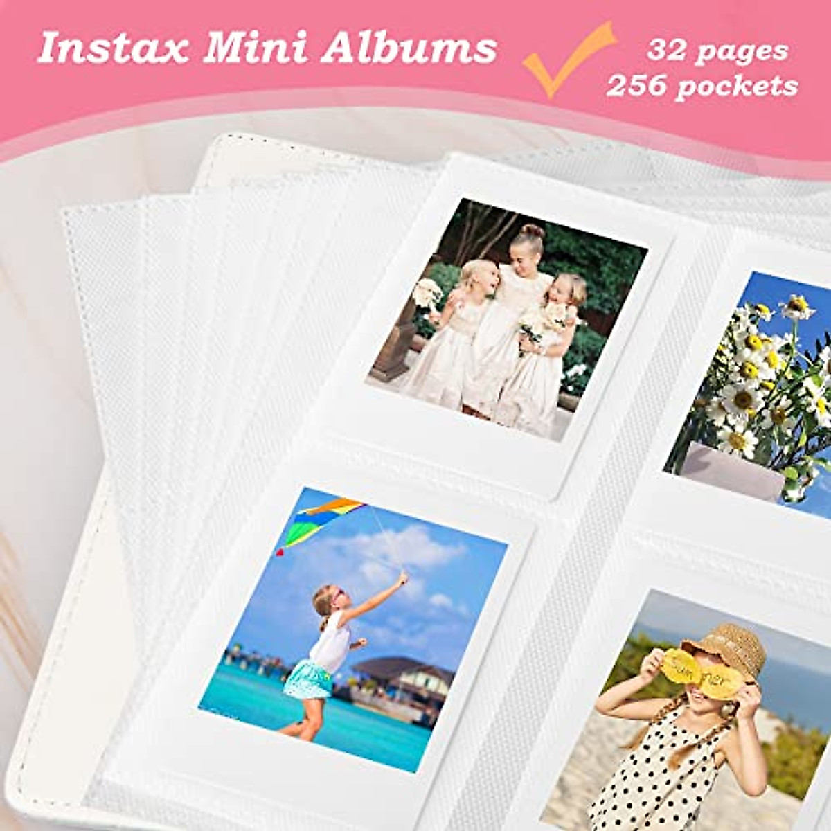 256 Vertical Photos for Instax Mini 12 Photo Album,Polaroid Photo Albums 2x3 for Fujifilm Instax Mini 11 9 8 7s 40 Film, Polaroid 300, HP Sprocket, K-pop Photocards (Magic Silver)