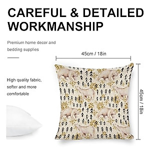 Christmas Cute Polar Bear Throw Pillow Covers 18×18 Pillowcases Set of 2 Winter Snowflake Linen Decorative Square Pillow Case Cushion Covers Standard Size for Sofa Couch Outdoor Bed Pillow Protectors