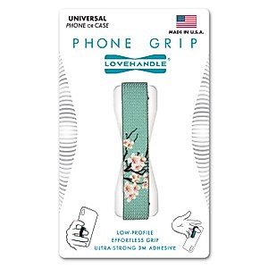 LOVEHANDLE Universal Phone Grip for Most Smartphones, Mini Tablets and Cases, Cherry Blossom Design Elastic Strap with White Base, lh-01-cherryblossom