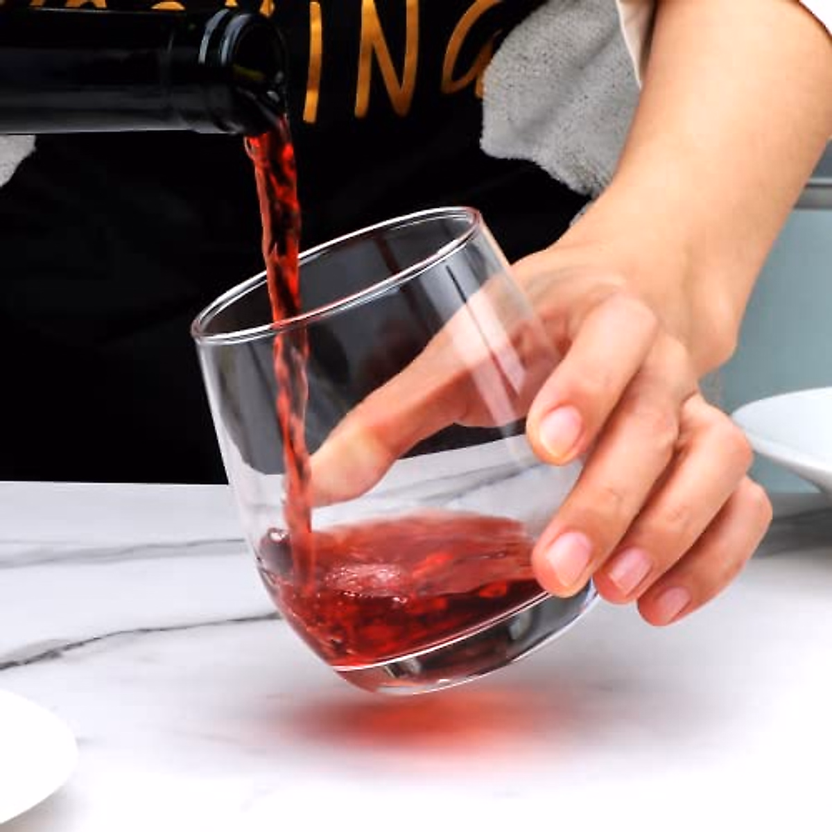 Cadamada Wine Glasses,12oz Stemless Wine Glass,for Red or White Wine,High-end Banquet, Party, Bar, Wedding, Gift (24 pcs)