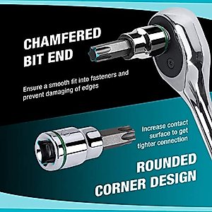 DURATECH Allen Bit Socket Set, 3/8'' Drive Torx, 21-Piece, Premium CR-V Socket and S2 Bits, Metric&SAE
