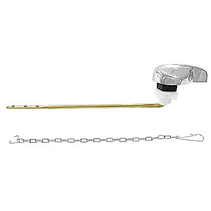Moicstiy Toilet Handle Replacement Kit Toilet Chrome Finish Tank Flush Lever with Stainless Steel Flapper Chains, with Seal Gasket and Nut, Universal Toilet Trip Replace for Mount Toilet