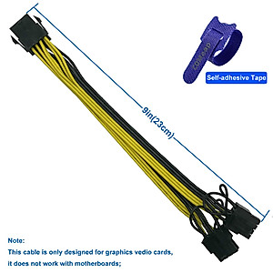 (2-Pack) COMeap CPU to GPU, CPU 8 Pin Female to Dual PCIe 8 Pin (6+2) Male Splitter Cable for Graphics Card BTC Miner 9-inch (23cm)