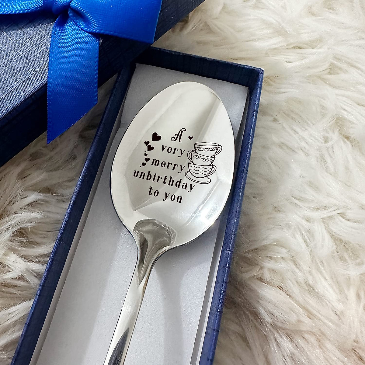 HSSPIRITZ A very Merry Unbirthday to You Funny Engraved Stainless Steel Spoon,Best Ice Cream Coffee Tea Dessert Spoon Gifts for Coffee Lover Teen Kids Men Women Birthday Graduation Christmas Gifts