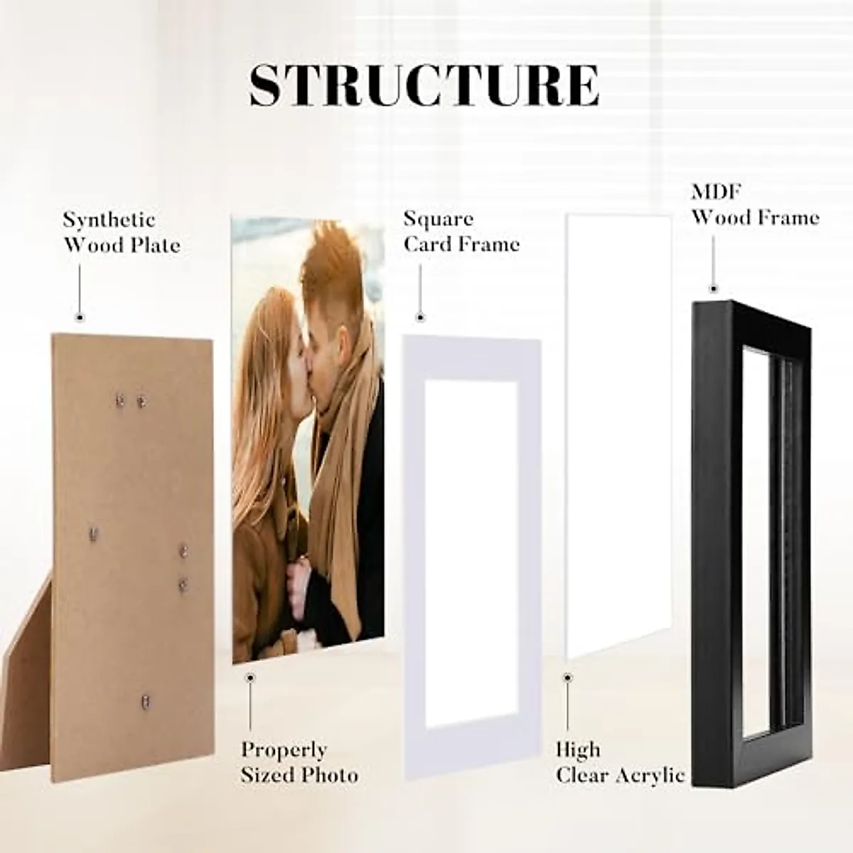 TWING Picture Frames 5x7 Set of 6, Photo Collage Frame for Wall Decor Mounting or Table Display Black Composite Wood