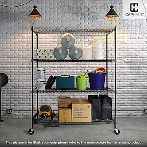 CAPHAUS NSF Commercial Grade Heavy Duty Wire Shelving w/Wheels, Leveling Feet & Liners, Storage Metal Shelf, Garage Shelving Storage, Utility Wire Rack Storage Shelves, 36 x 18 x 76 4-Tier No Liner