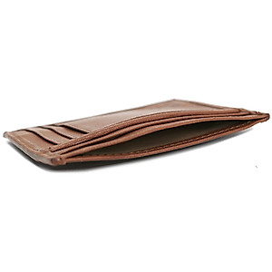 Floto Firenze Leather Card Case Slim Wallet in Nappa Lambskin Leather (Brown)