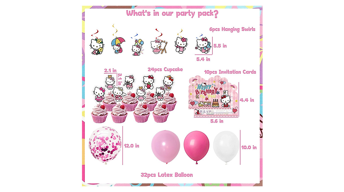 Kawaii Birthday Party Supplies Set - Fun & Colorful Decor