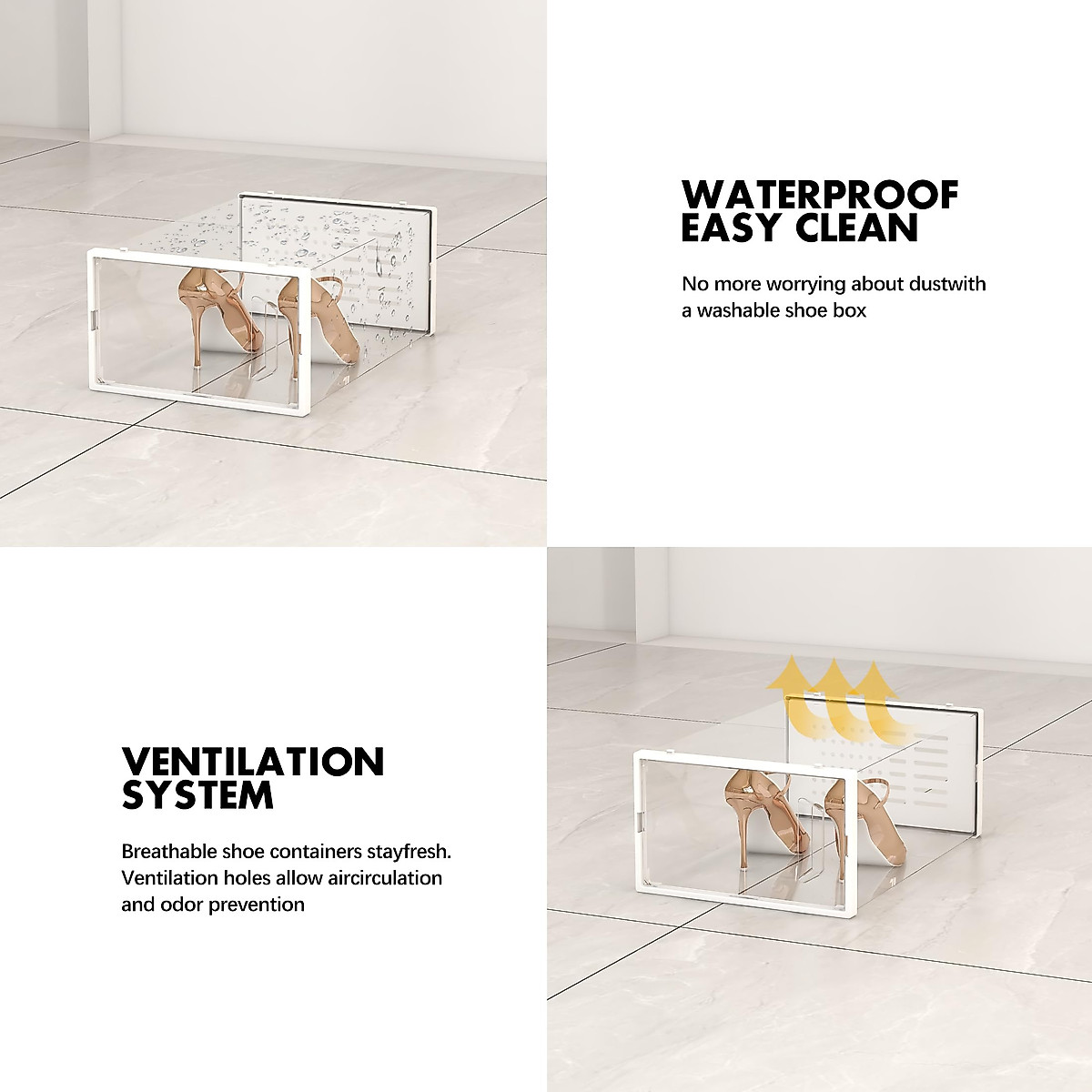 SEE SPRING 12 Pack Shoe Storage Box, Clear Plastic Stackable Shoe Organizer for Closet, Space Saving Shoe Rack Sneaker Container Bin Holder, Clear