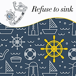 925-Sterling-Silver Anchor Ring for Women - Adjustable Fidget Anxiety Ring Ship Wheel Ring Spinning Ring Anchor Jewelry For Teens (Spinning Wheel Anchor Ring)