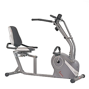Sunny Health & Fitness Cross Trainer Magnetic Recumbent Bike with Arm Exercisers - SF-RB4936, Silver