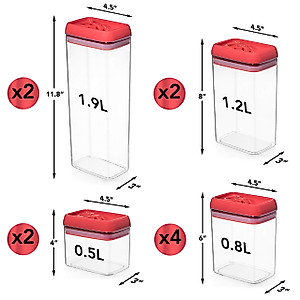 Airtight Food Storage Containers For Kitchen Organization 10 Pc - Food Canisters with Durable Lids, Labels & Marker - BPA Free For Pantry Organization & Storage: Cereal, Flour & Sugar Containers