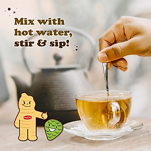 Pocas Honey Ginger Tea - Instant Tea Powder Packets with Soursop & Ginger Honey Crystals Tea, Non-GMO/Gluten Free/Caffeine Free Tea, 20 Count