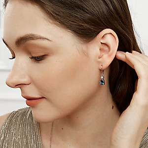 Teardrop Leverback Earrings 925 Sterling Silver Created Rainbow Quartz Mystic Topaz Drop CZ Dangly Pear Earings Vintage Hypoallergenic Jewelry for Women