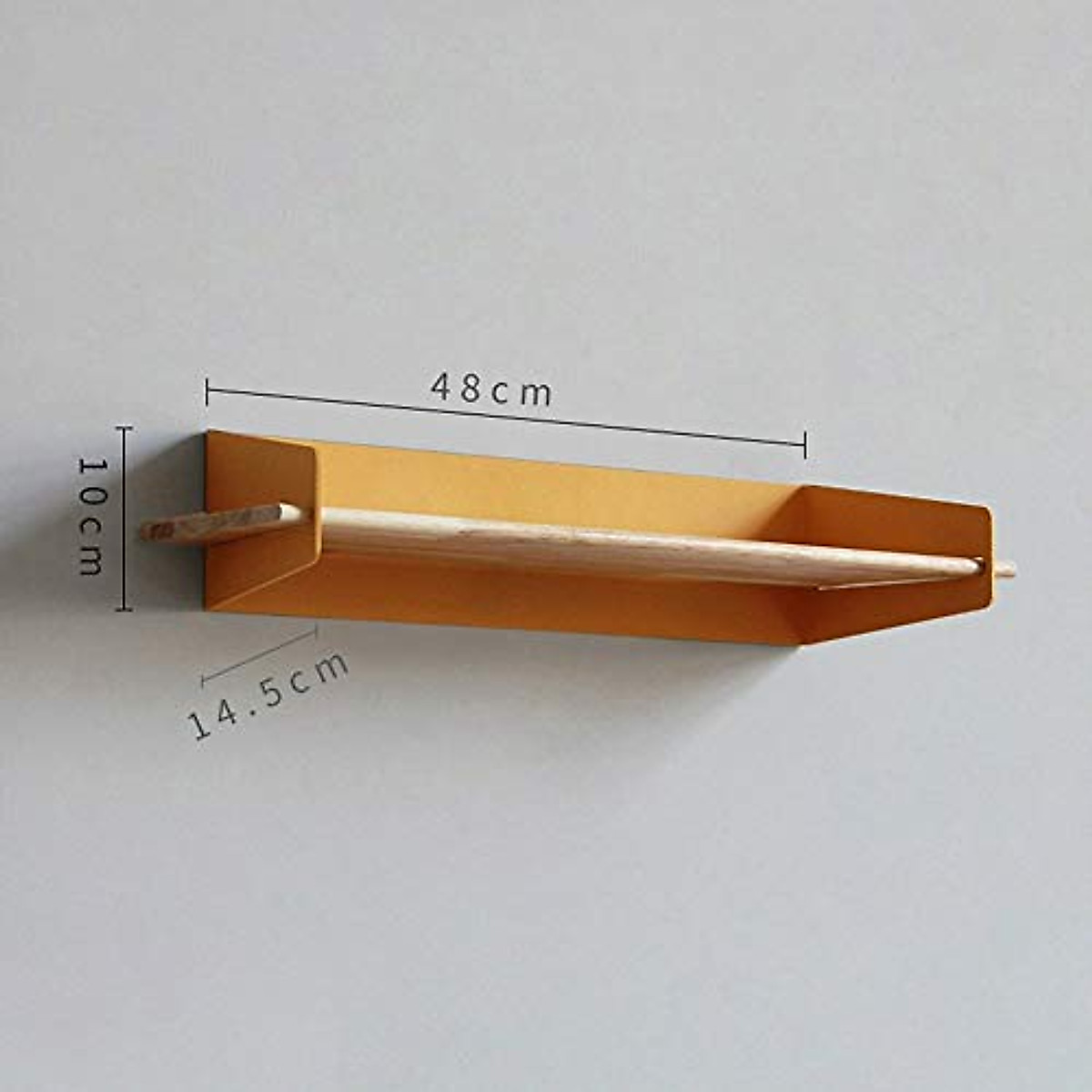 PIBM Stylish Simplicity Shelf Wall Mounted Floating Rack Wooden Collections Living Room Creative,3 Sizes,6 Colors Avaliable, Yellow , 29.5X10X15cm