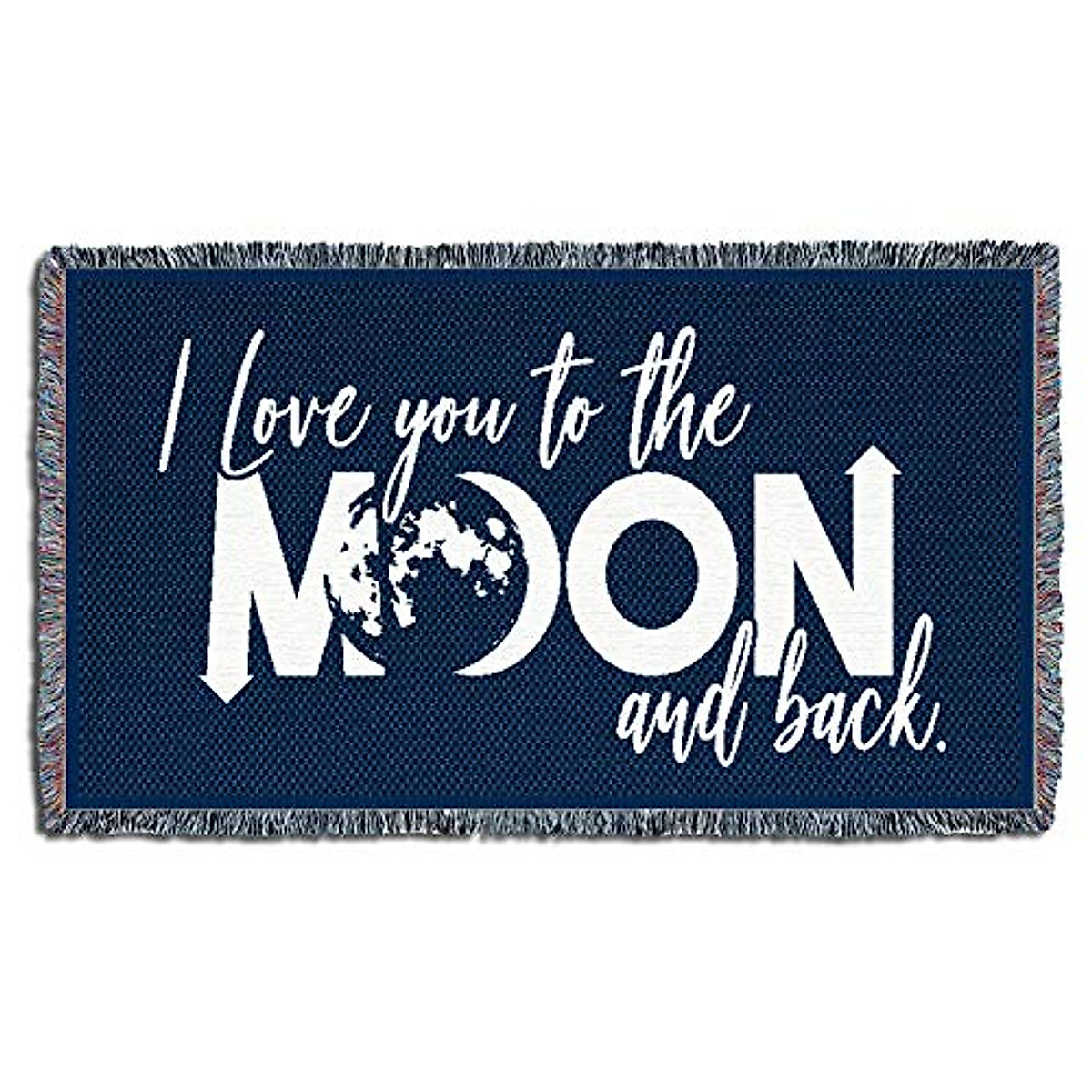 Pure Country Weavers I Love You to The Moon and Back Blanket Blue - Gift Tapestry Throw for Back of Couch or Sofa - Woven from Cotton - Made in The USA (61x36)