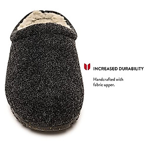 Minnetonka Men’s Corbin Slippers - Fleece-Lined Clog Crafted with Slip-On Design, Fabric Upper, Berber Lining, EVA Midsole, and Water-Resistant Materials, Black, 13