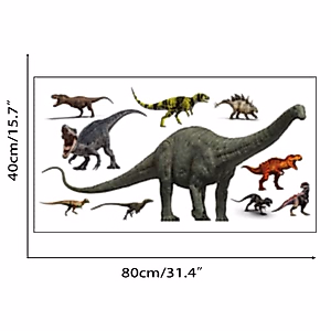 Dinosaur Wall Decals Large Size Vinyl Self-Adhesive Dinosaur Wall Decals Safe Waterproof for Boys Kids Adult Bedroom Living Room Nursery Classroom Bathroom Home Decoration(15.7"X31.4")