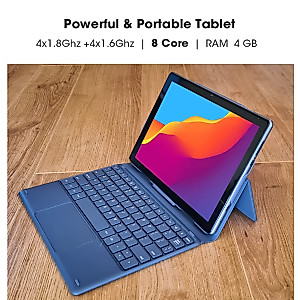 CWOWDEFU Gaming Tablet 10 Inch with Keyboard Android Tablet Octa Core 64GB 1080p Full HD INCELL Touchscreen Tablet 2.4G / 5G WiFi Tabletas GPS