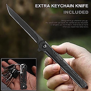 Folding Pocket Knife for Men with Clip, EDC Knives with Tanto Blade, Slim Gentleman's Knife for Outdoor Camping Hiking, Foldable Box Cutter Everyday Carry ?Black?