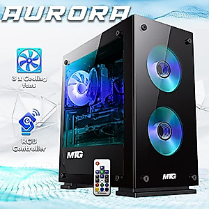 MTG Aurora 4T Gaming Tower PC- Intel Core i7 4th Gen, GeForce RTX 2060S GDDR6 8GB 256bits Graphic, 16GB Ram DDR3, 1TB Nvme, RGB Keyboard Mouse and Headphone, Webcam, Win 10 Home