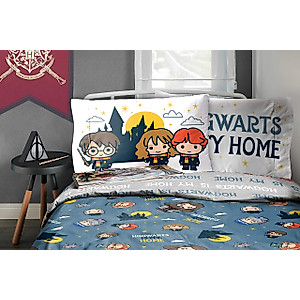 Jay Franco Hogwarts is My Home 4 Piece Twin Bed Set (Offical Harry Potter Product), Blue