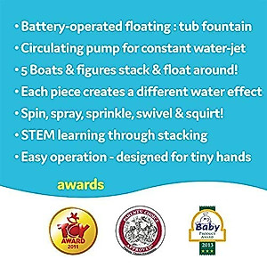 Yookidoo Baby Bath Toy (7 Piece Set) - Stack N' Spray Bathtub Fountain - Magical Spray Fountain for Bathtime Fun
