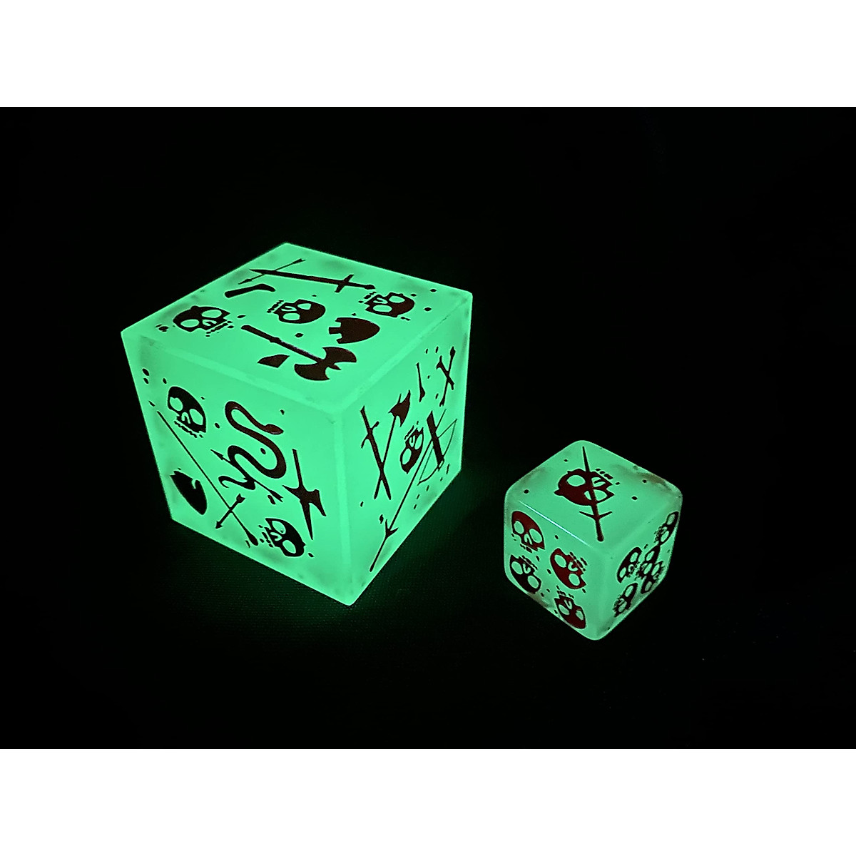 2 Glow in The Dark Massive Gelatinous Cubes Dice Pair / Mini by Severed Books