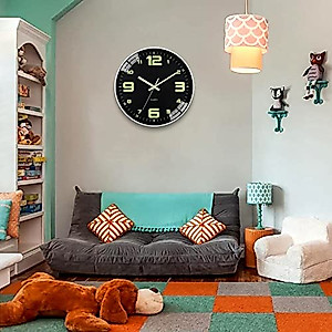 kinatime Wall Clocks Battery Operated - Glow in The Dark Wall Clock Non-tick 12 inch Silent Wall Clock for Bedroom Living Room and Office Decor