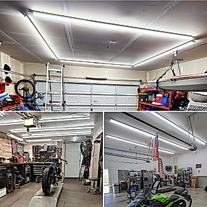AntLux Linkable 8FT LED Shop Lights, 110W 8 Foot Ceiling Light [6-lamp T8 Fluorescent Equiv.], 12000LM, 5000K, Compact 96” LED Strip Lights for Warehouse Garage, Hanging & Flush Mount, Plug in, 4 Pack