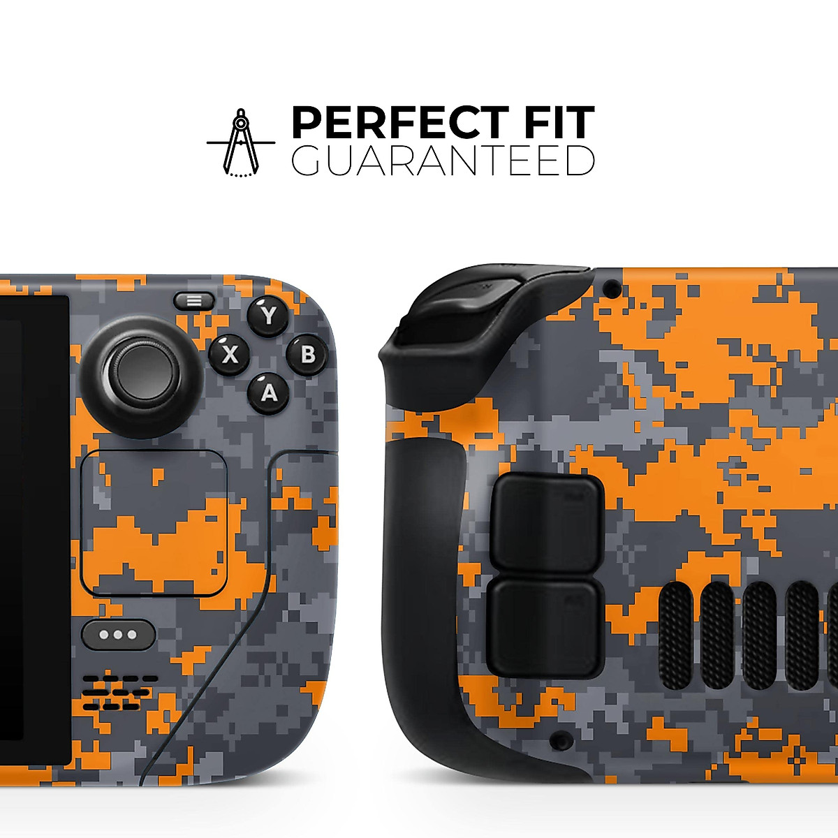 Design Skinz - Compatible with Steam Deck - Skin Decal Protective Scratch-Resistant Removable Vinyl Wrap Cover - Bright Orange and Gray Digital Camouflage