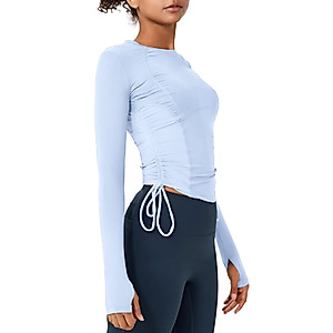 Almaree Workout Tops for Women Long Sleeve Womens Workout Tops Athletic Shirts Women S Light Blue