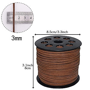 3mm x100 Yards Coffee Suede Cord Suede Lace Faux Leather Cord with Roll Spool for Bracelet Necklace Beading DIY Handmade Crafts