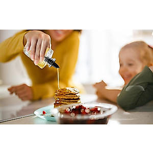 Kitchen Queen Syrup Bottles Set of 2 - Glass Dispensers with Leak-Proof Lids and Pour Spout - Perfect for Coffee Syrups, Honey, Condiments, and Olive Oil