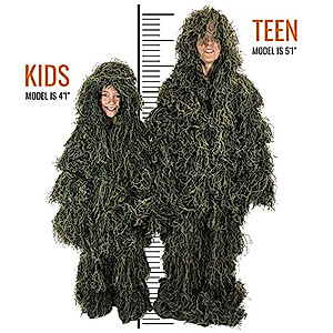 Arcturus Ghost Kids Ghillie Suit - Super-Dense, Double-Stitched Design | Advanced 3D Hunting or Airsoft Gear for Kids