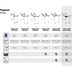 Leifheit Pegasus 200 Solid Deluxe Laundry Dryer, 20 m Mobile, White