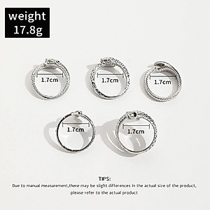 Zeshimb Snake Rings Set Open Serpent Stacking Rings Gothic Animal Band Rings Vintage Silver Adjustable Knuckle Ring Set Jewelry for Women Girls (5 Pcs)