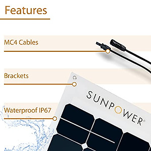 ExpertPower 50W Flexible Solar Panel| High-Efficiency Module with Monocrystalline Maxeon Solar Cells for RV, Boat, Camping and Generator Charging Applications