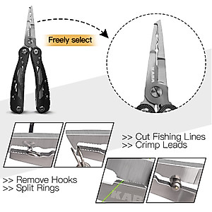 Kaba 12-in-1 Multitool Pliers of Fishing Tools, Professional Stainless Steel Multitool Pliers,Pocket Knife,Bottle Opener,Apply to Survival,Camping, Hunting and Hiking DIY Gifts for Men