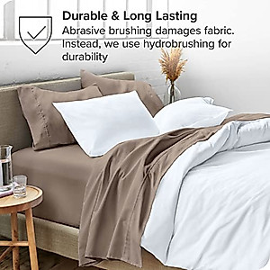Bare Home Queen Sheet Set - Luxury 1800 Ultra-Soft Microfiber Queen Bed Sheets - Double Brushed - Deep Pockets - Easy Fit - 4 Piece Set - Bedding Sheets & Pillowcases (Queen, Taupe)