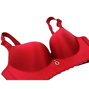 Women Support Push Up Seamless Bra Bralette/Plus Size/34 36 38 40 42 44 C D E/Wire Free Red 42C