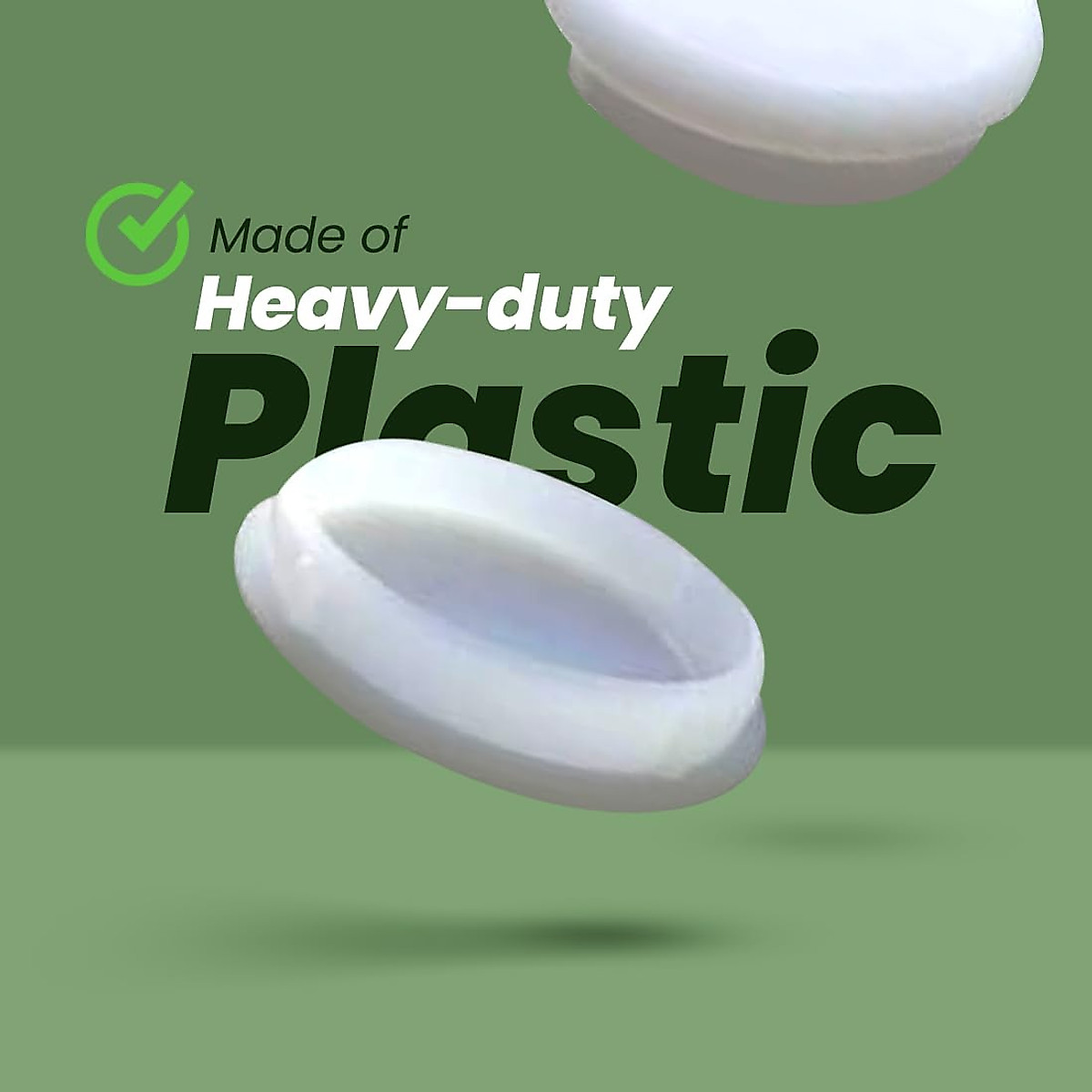 Jejavu 1-1/4" Deluxe Wrought Iron Chair Glides, Protect Your Outdoor Furniture, Chair Leg Floor Protectors, Plastic Floor Protector, Round, Pack of 16, White