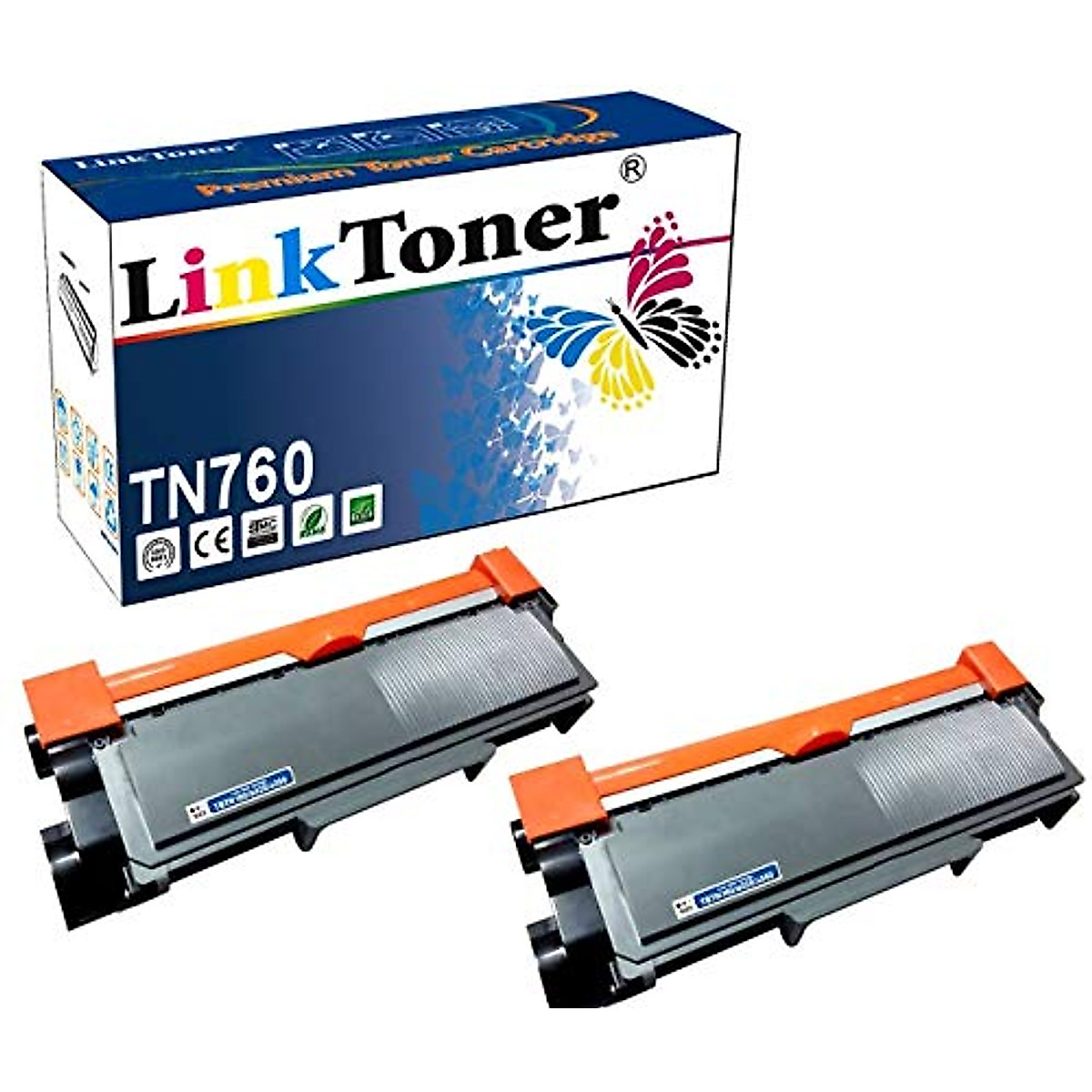LinkToner Compatible Toner Cartridge Replacement for Brother TN760 TN-760 TN730 to Use with HL-L2350DW HL-L2395DW HL-L2390DW HL-L2370DW MFC-L2750DW MFC-L2710DW DCP-L2550DW (Black,2 Pack)