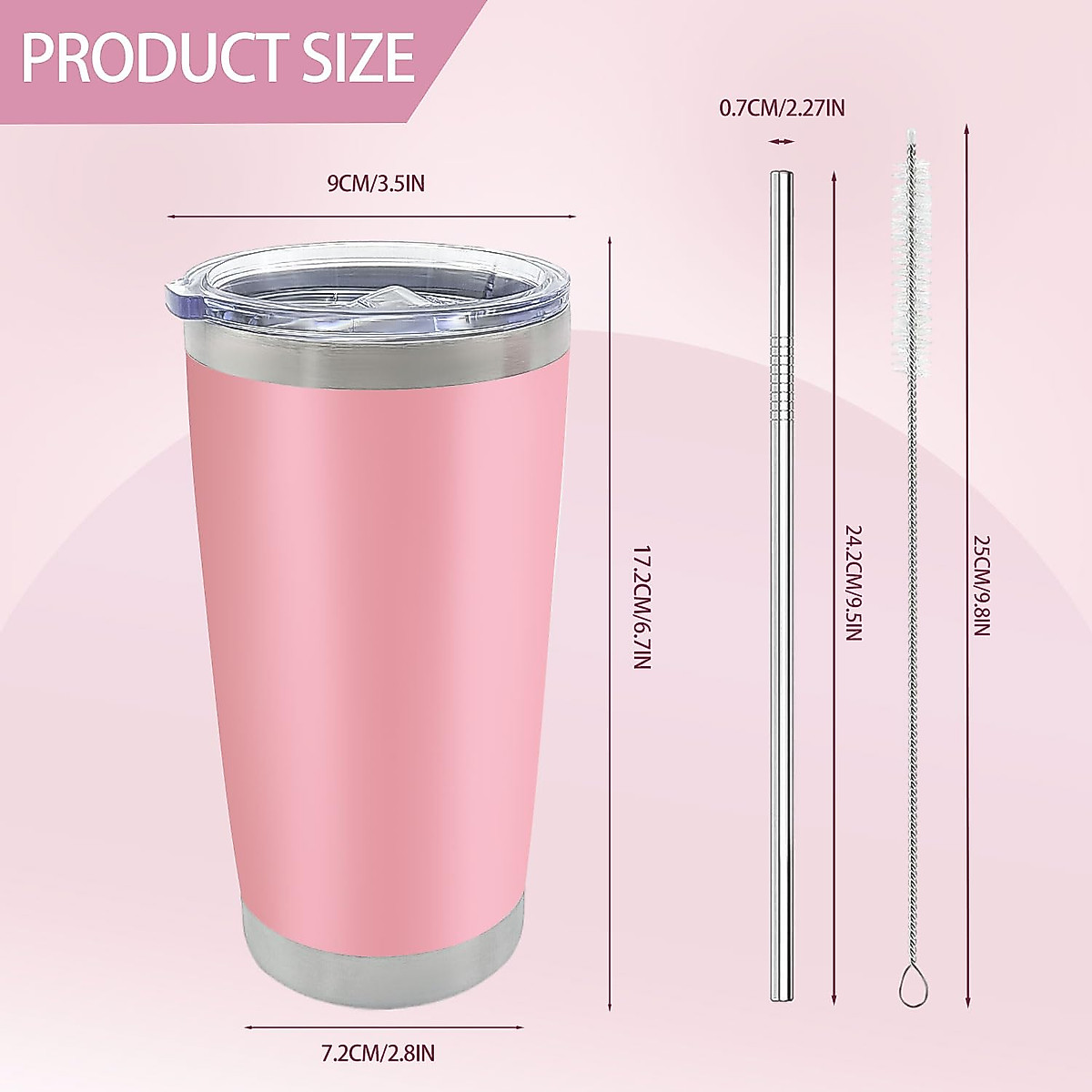 YOUKE OLA 16 Pack Insulated Coffee Tumbler - 20oz Stainless Steel Double Wall Vacuum Travel Tumbler Cup with Lid and Straw for Cold & Hot Drinks (Mixed Colors)