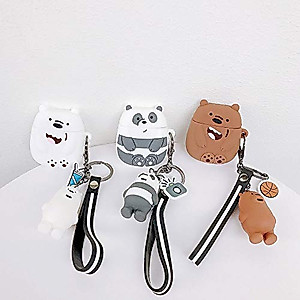 Airpods Cover Compatible with Airpods Pro Cute Character Happy Panda Bear Case Cute Soft Silicone Shockproof Durable Stylish Earphone Protective Skin with Animals Decoration Hang Rope (Panda)