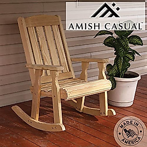 Amish Heavy Duty 600 Lb Mission Pressure Treated Rocking Chair (Unfinished)