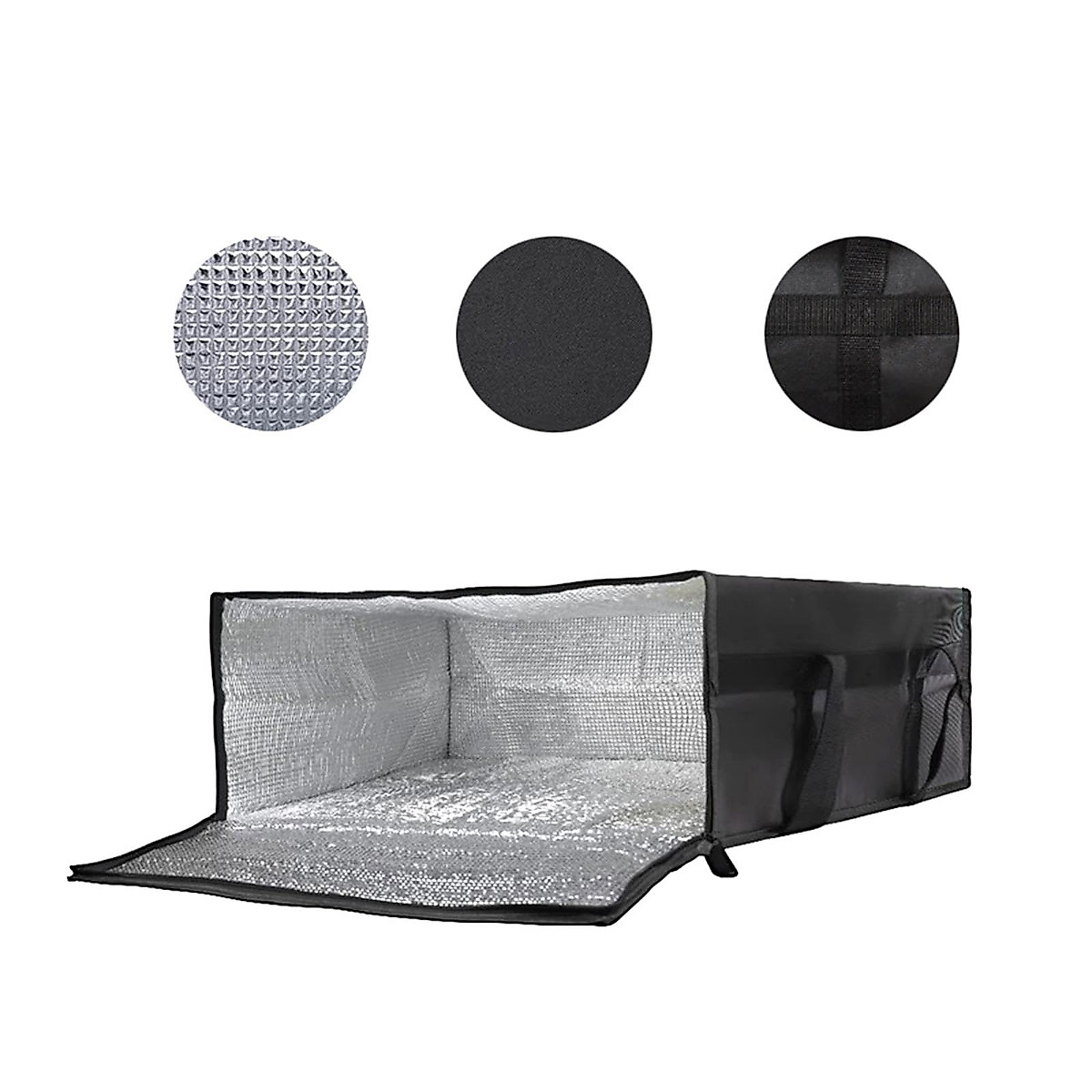 Generic Delivery Pizza Insulated Bag Hot Cold Food Storage Bag Waterproof Double Handles for Commercial Catering, Black Holds 3 Pizza Boxes